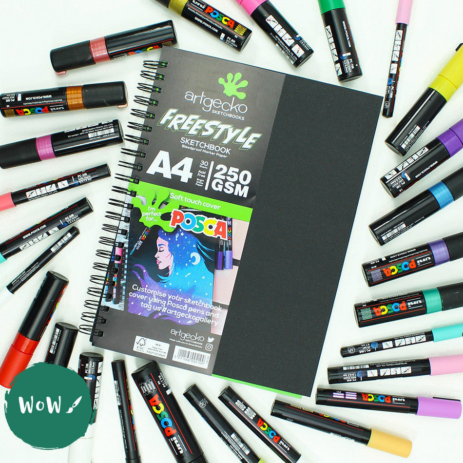 Hardback Spiral Sketchbook- ArtGecko - FREESTYLE - 250gsm - Paint Mark ...