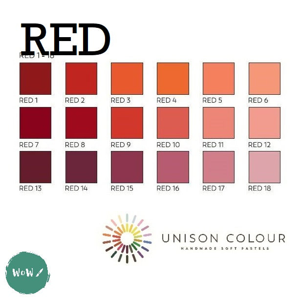 ARTISTS SOFT PASTELS - Unison Colour Handmade - SINGLES - RED SHADES ...
