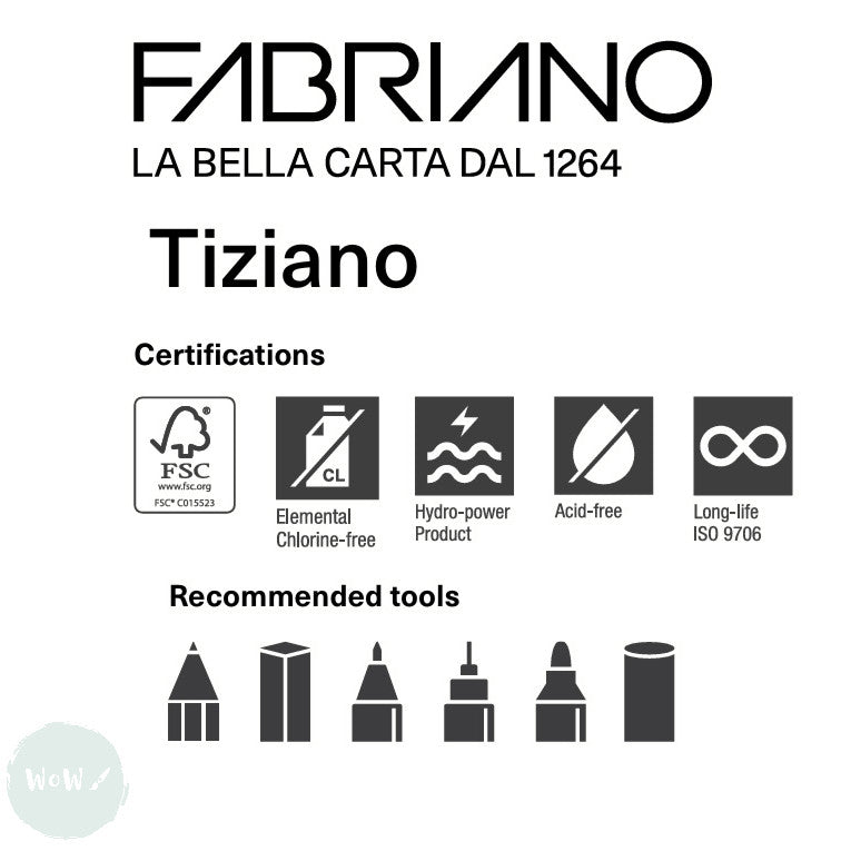 TEXTURED COLOURED PAPER - TIZIANO Ingres - 160 gsm - 50 x 65 cm - 5 sh ...