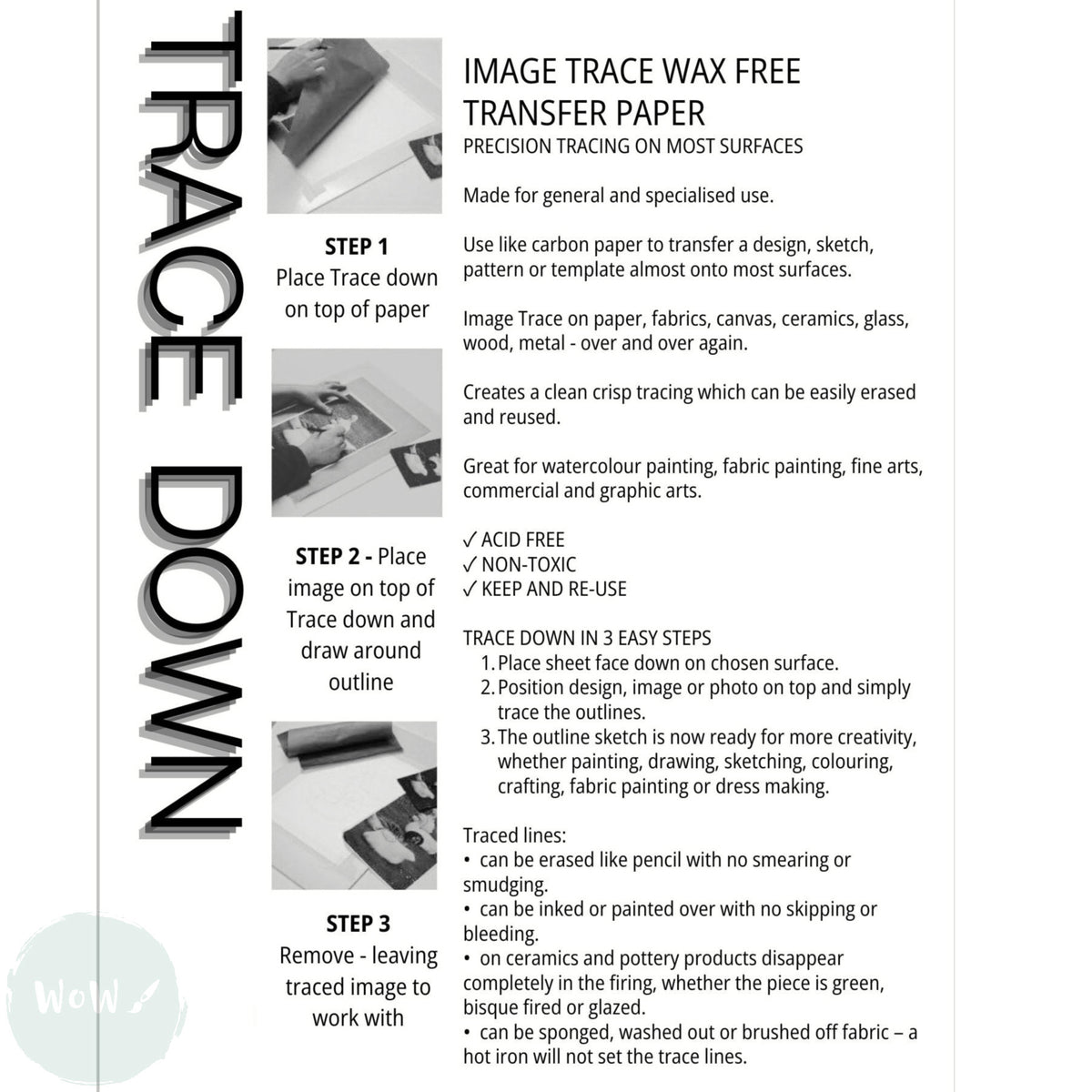 Tracing Down - Image Trace - TRACE DOWN PAPER - A3 - 5 Sheets - WHITE ...