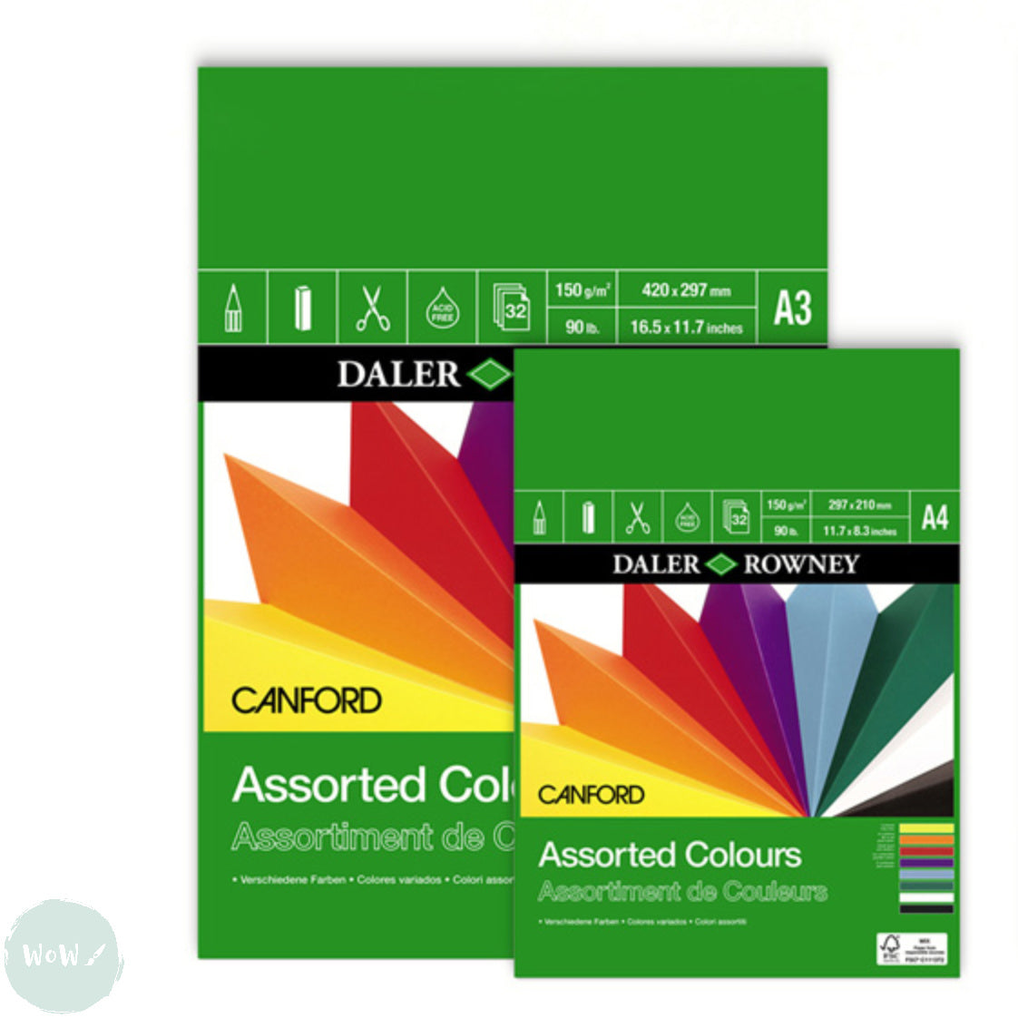 COLOURED PAPER PAD - Daler Rowney - CANFORD - 150gsm - Assorted - A4 ...