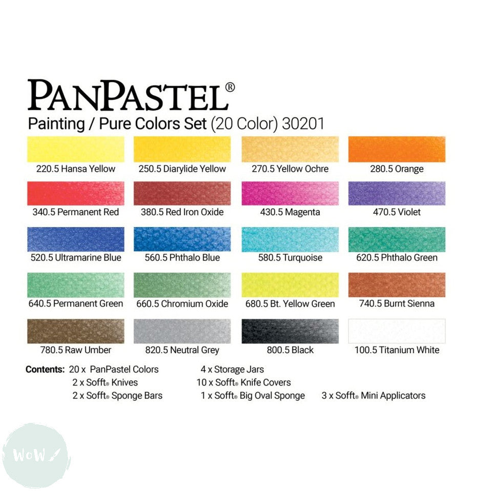 PAN PASTEL - SET - 20 - Painting (Pure Colours) – WoW Art Supplies